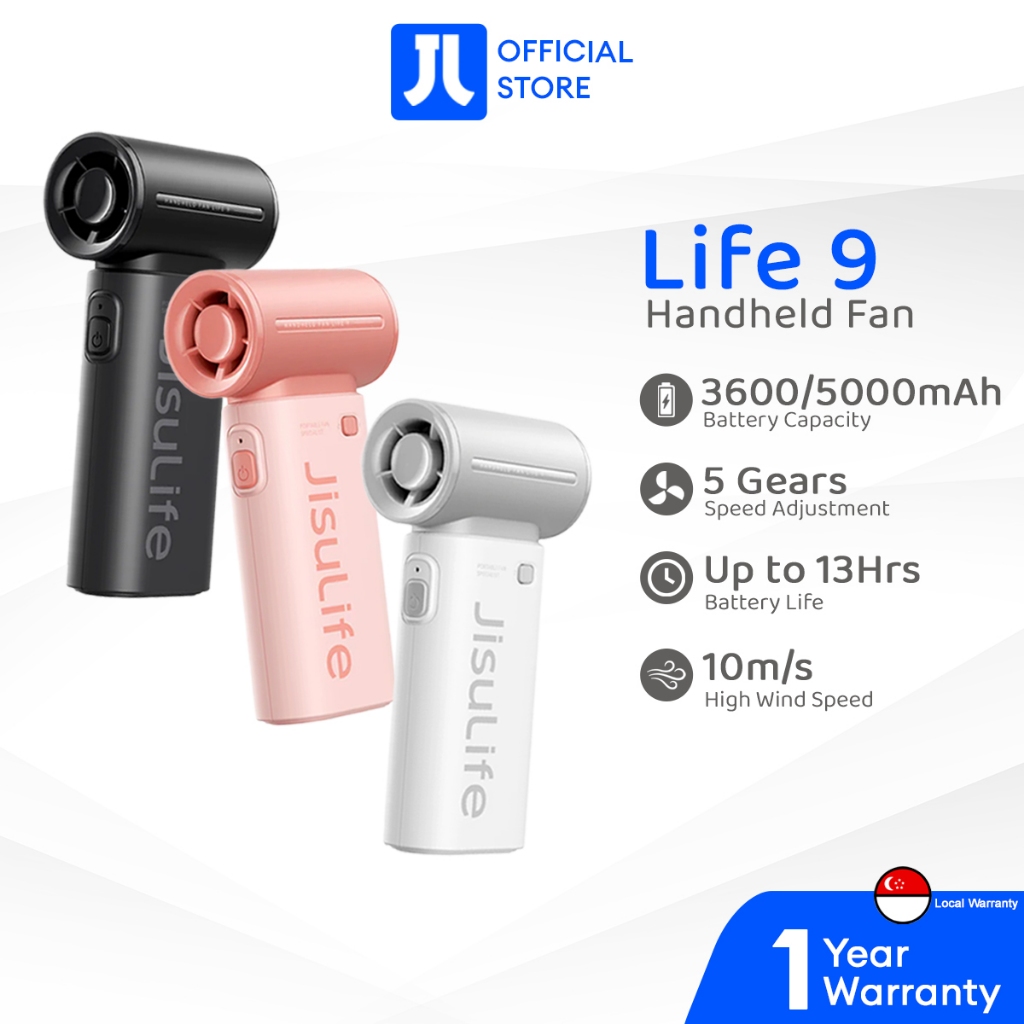 JISULIFE Life 9 Portable Mini Jet Fan 5000 mAh 5 Speeds Strong Wind ...