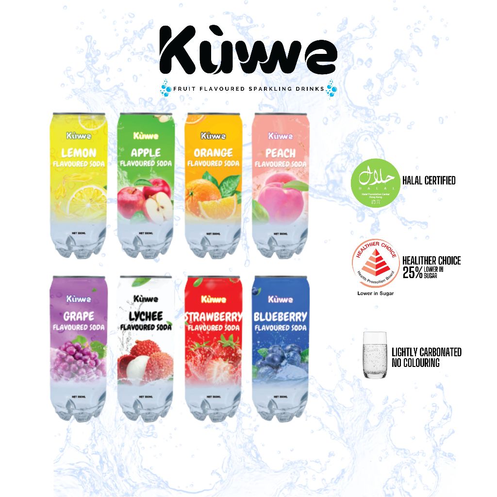 (Healthier Choice) Kuwwe Low Sugar Fruit Flavoured Sparkling Soda Drink ...