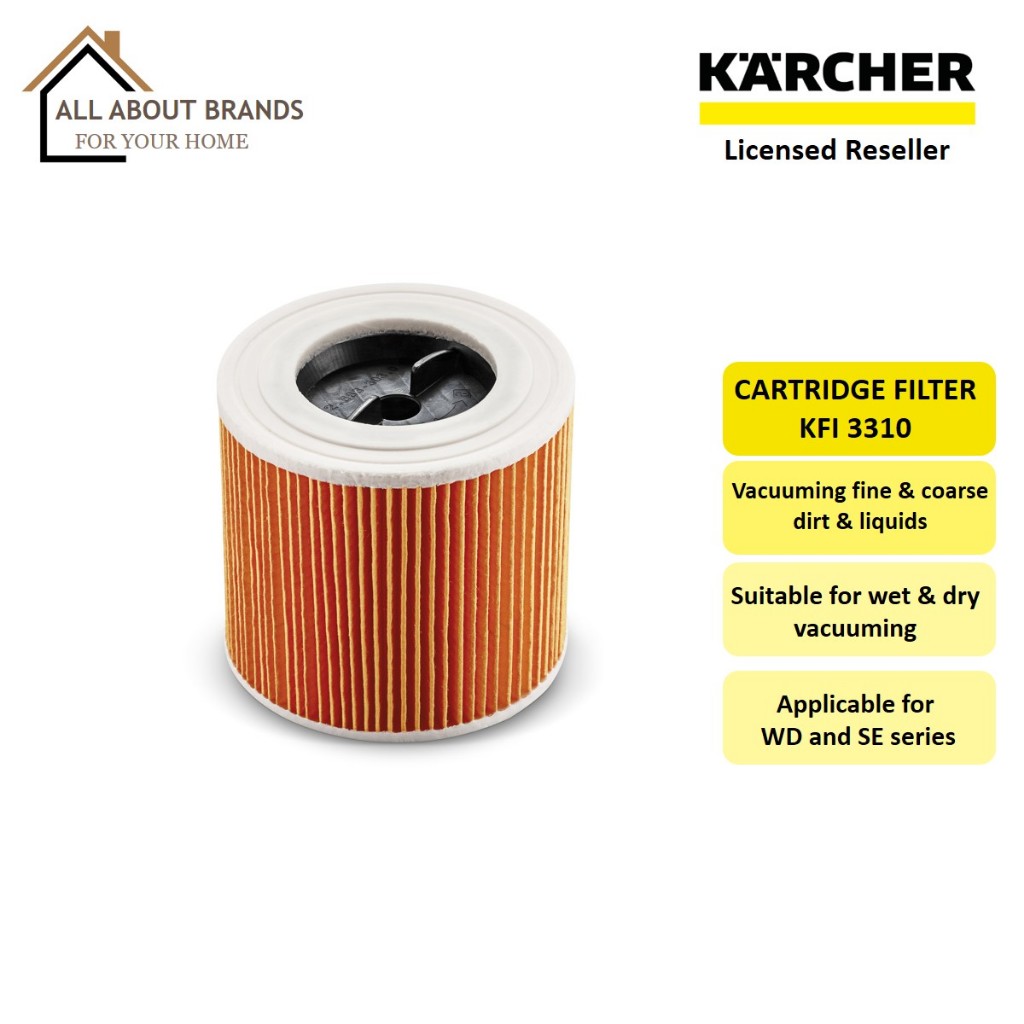 KARCHER Cartridge Filter KFI 3310 for Wet and Dry Vacuum Cleaner WD and ...