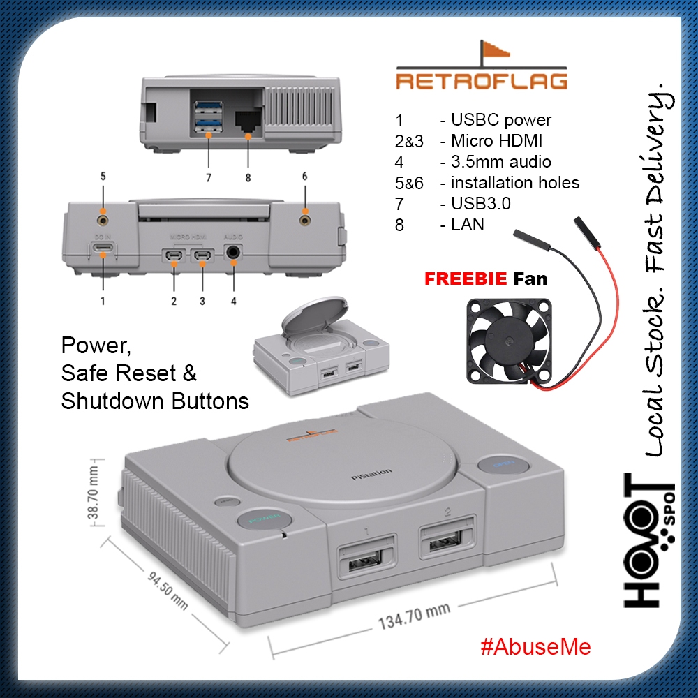 Retro Raspberry Pi 4 Case RetroFlag PiStation PlayStation Game Station ...