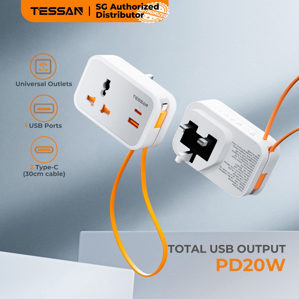 TESSAN - PD 20W Universal Socket Multi Plugs Cable Extension Socket ...