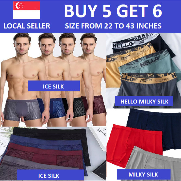 [BUY 5 GET 6] Breathable Premium Ice Silk Boxer Men Underwear | Premium ...