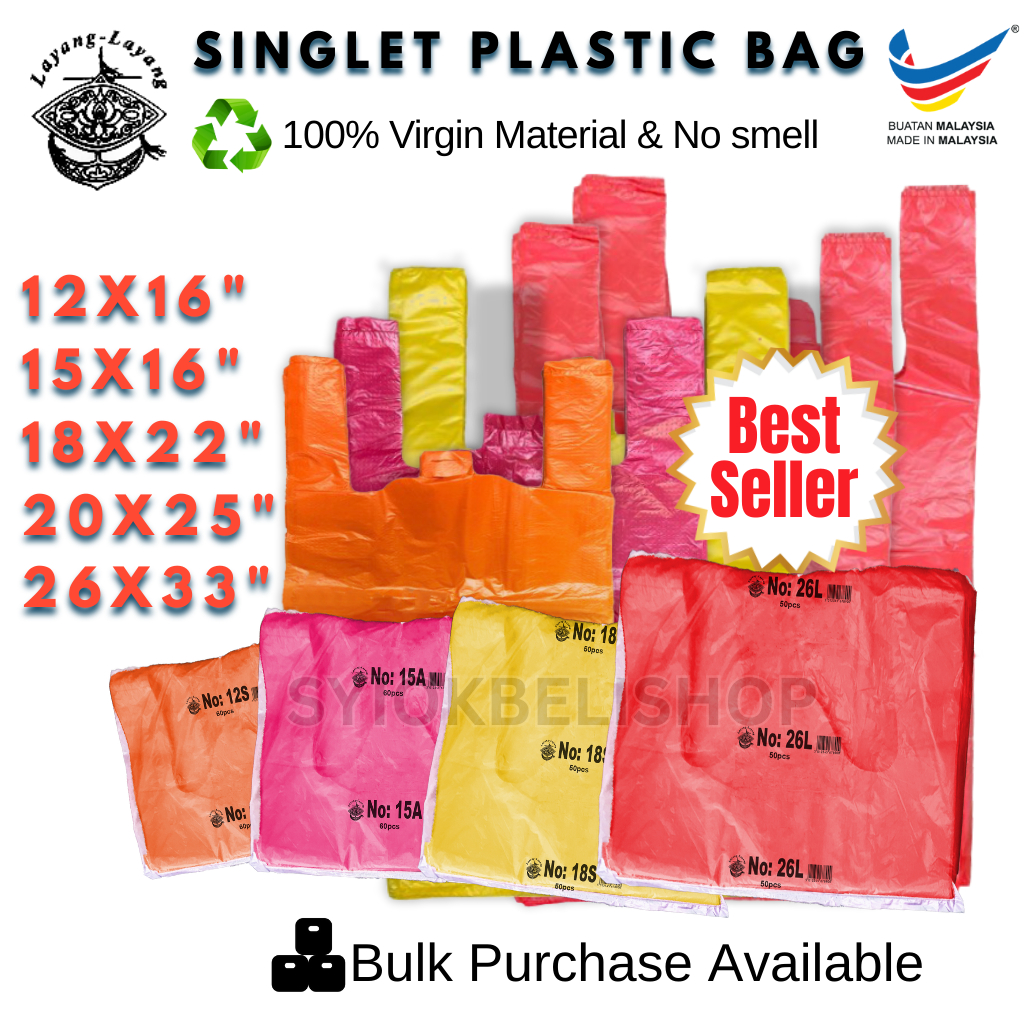 Singlet Plastic Bag (12 x 16 /15 x 16/18 x 22/26 x 33) | Shopee Singapore