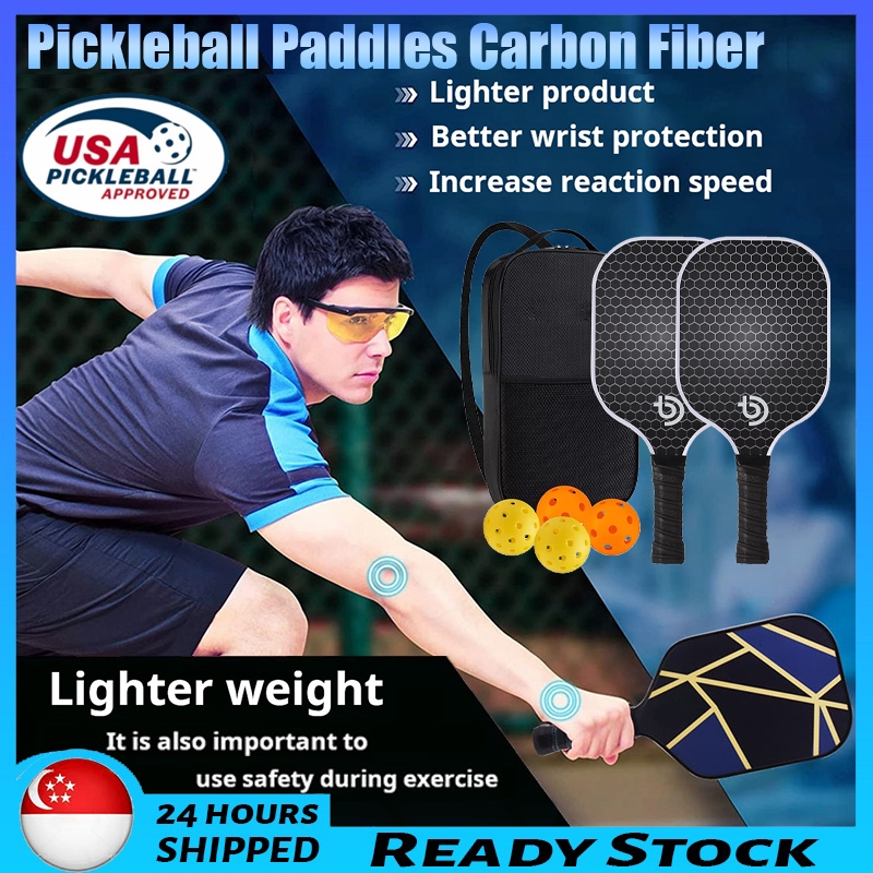 🇸🇬 [Ready Stock]Pickleball Paddles Carbon Fiber and Graphite Face Non ...