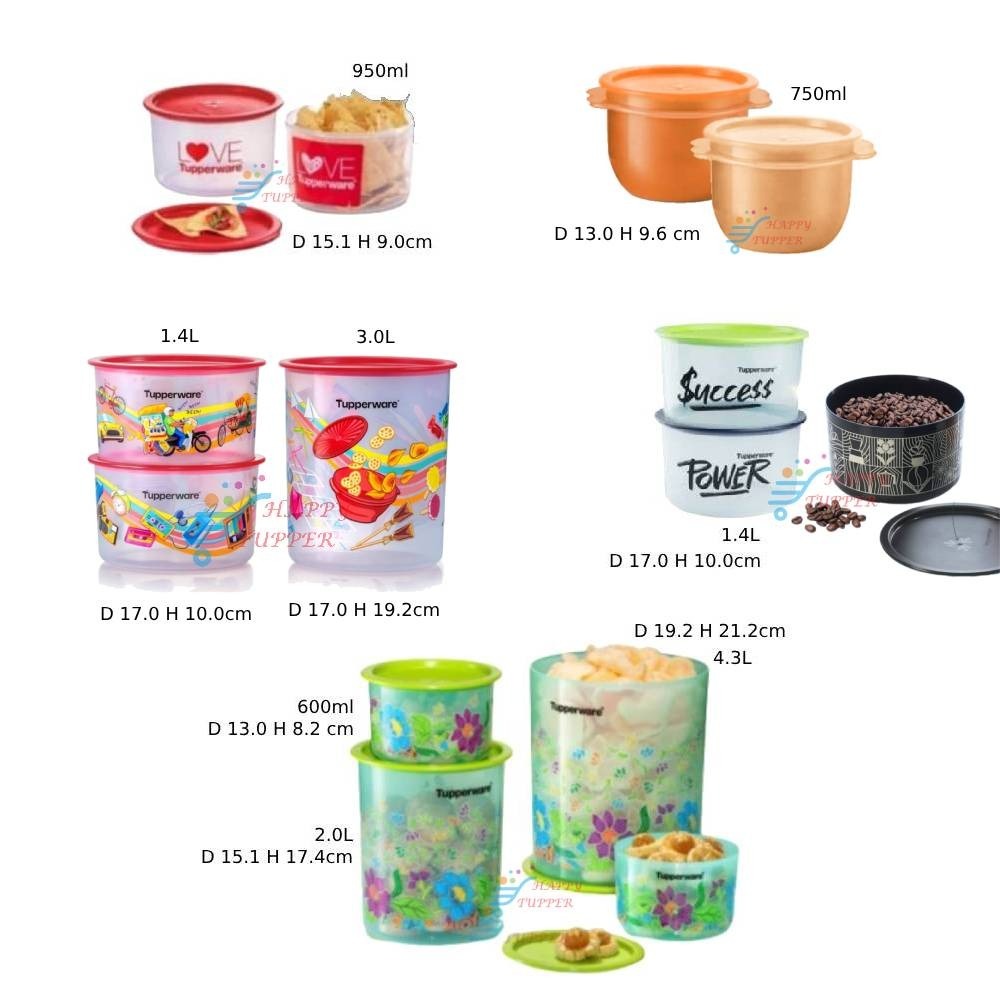 Tupperware One Touch Throw Back/ One Touch Polka Dot/ One touch Batik ...