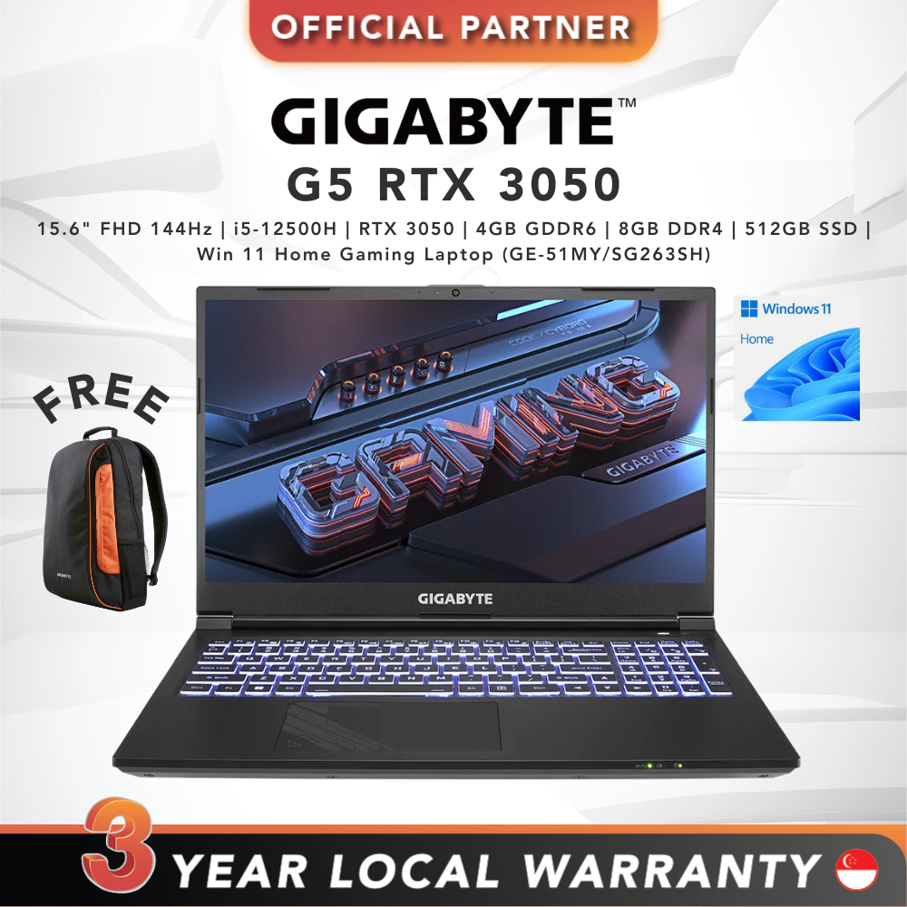 [FREE NEXT DAY] GIGABYTE G5 GE-51SG263SH | 15.6" FHD 144Hz | ADL i5-12500H | RTX 3050 | 4GB ...