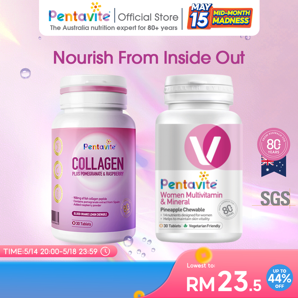 Pentavite Collagen & Women's Multivitamin Combo (30 Tablets) - Anti ...