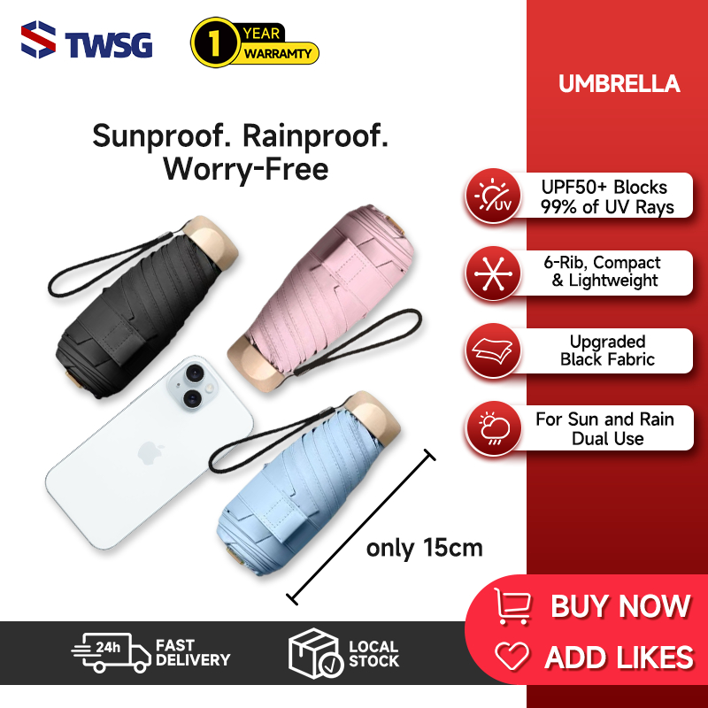 TWSG Umbrella Mini Pocket Automatic UV Inverted Protection Capsule ...
