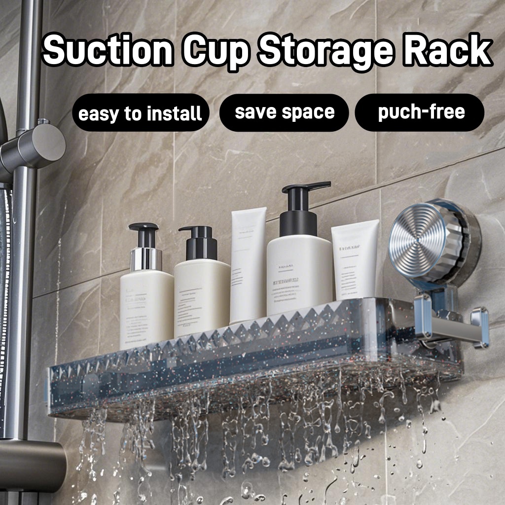 Suction Cup Bathroom Rack Wall Mounted Transparent Storage Rack ...