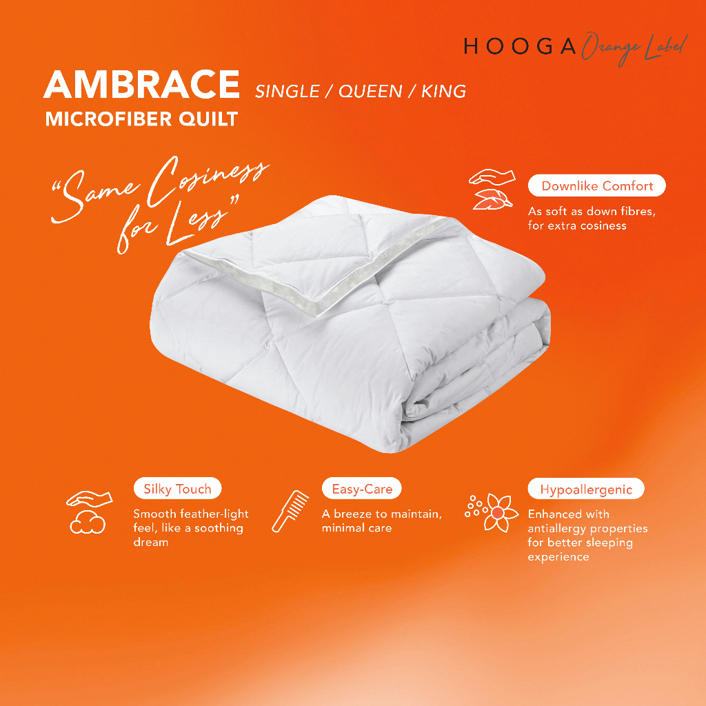 Hooga Orange Label AMBRACE Microfiber Quilt | Alternative Down Quilt ...