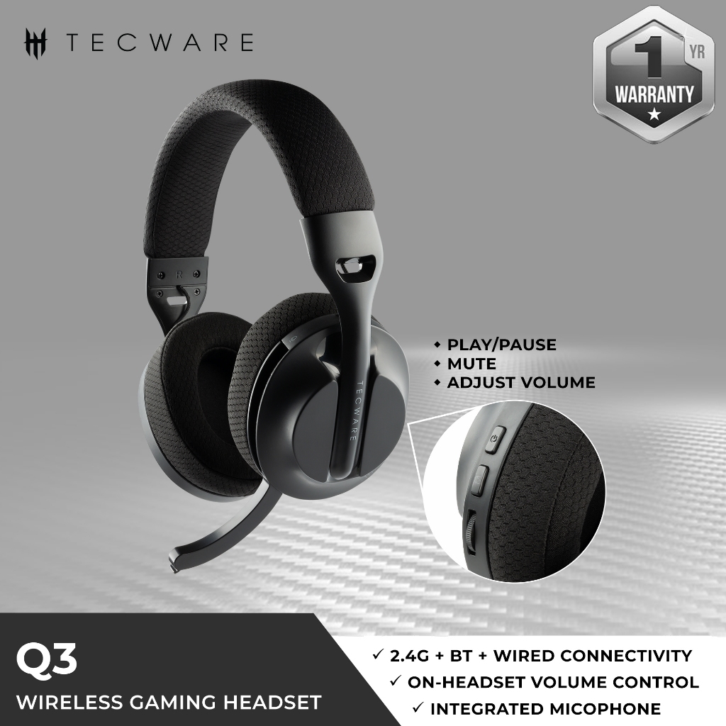 Tecware Q3, Wireless Gaming Headset (Black) | Shopee Singapore
