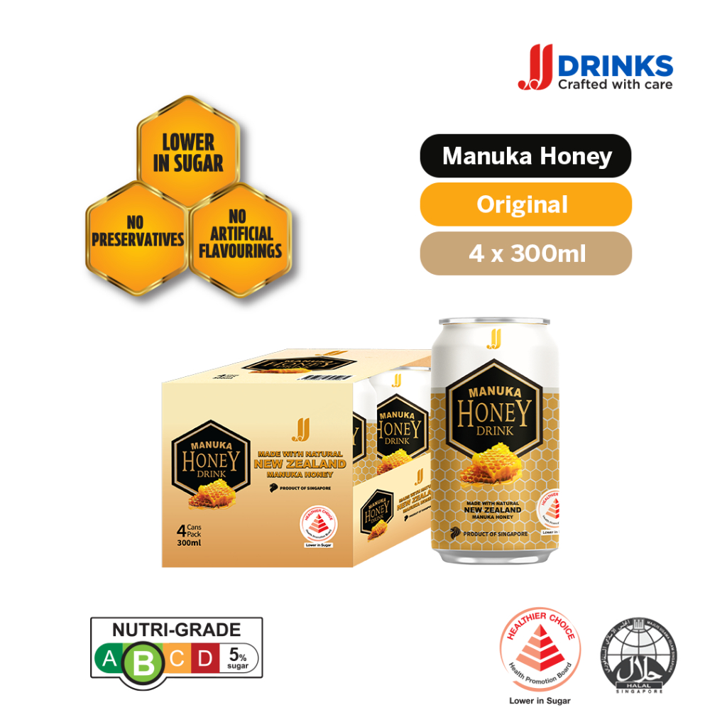 JJ Manuka Honey Drink Original 4x300ml | Shopee Singapore