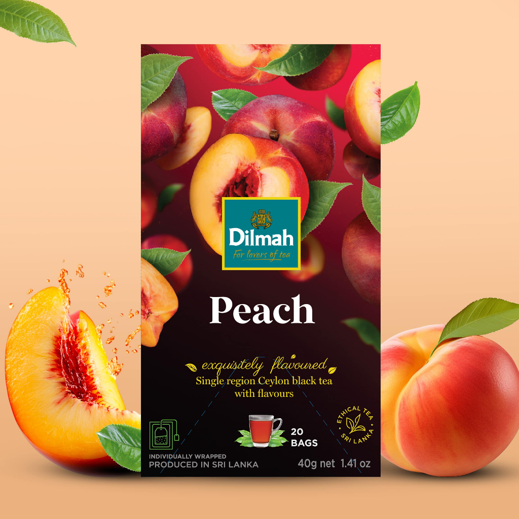 Dilmah Peach Flavoured Tea Bags - 20 Tea Bags | Shopee Singapore