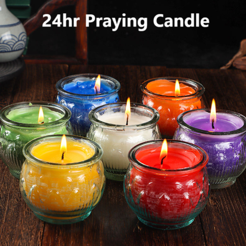 【SG Seller】7 Colour Lotus Ghee Candles Smokeless Glass Cup 24 Hours ...