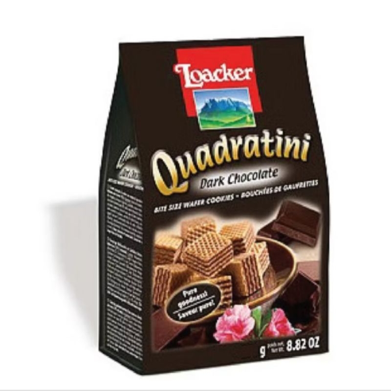 Loacker quadratini mini bite size wafer dark chocolate 125g | Shopee ...