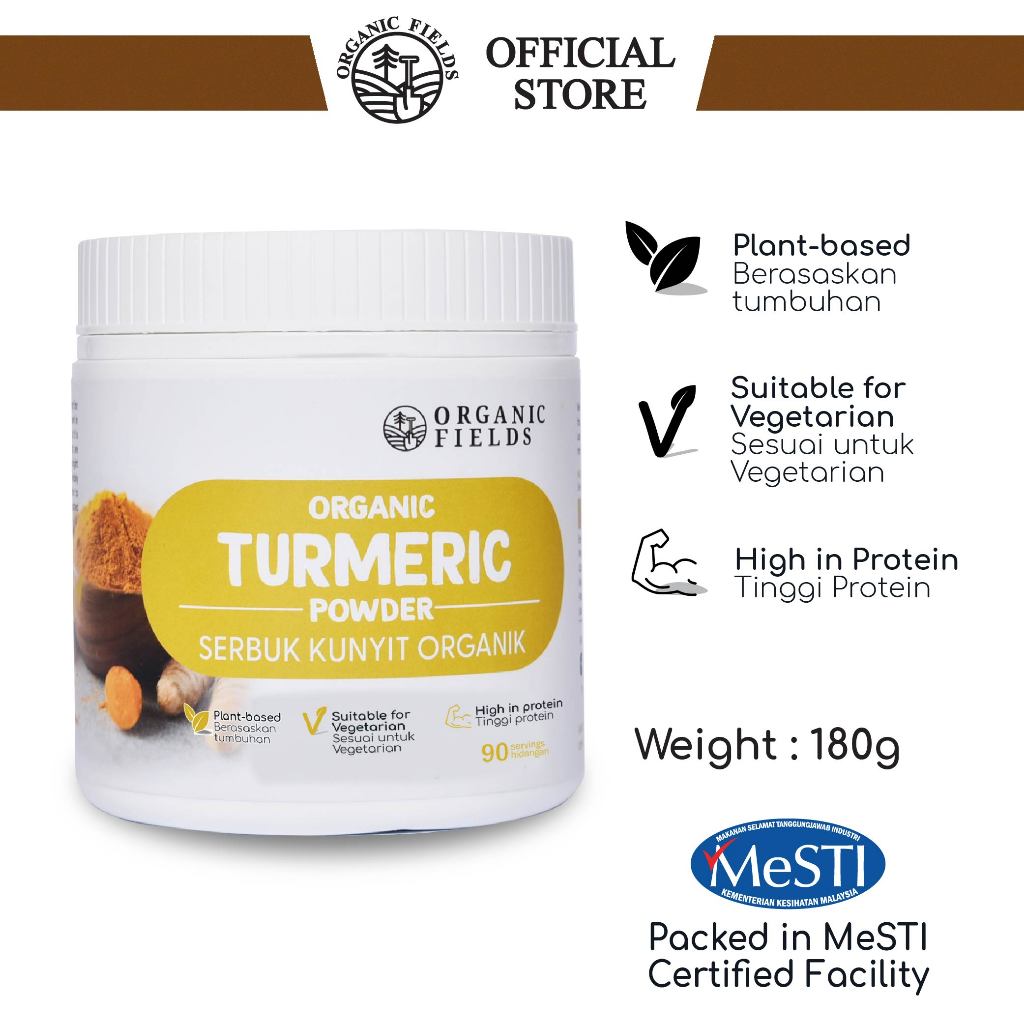 ORGANIC FIELDS Organic Turmeric Powder (180g) | Superfood | Antioxidant ...