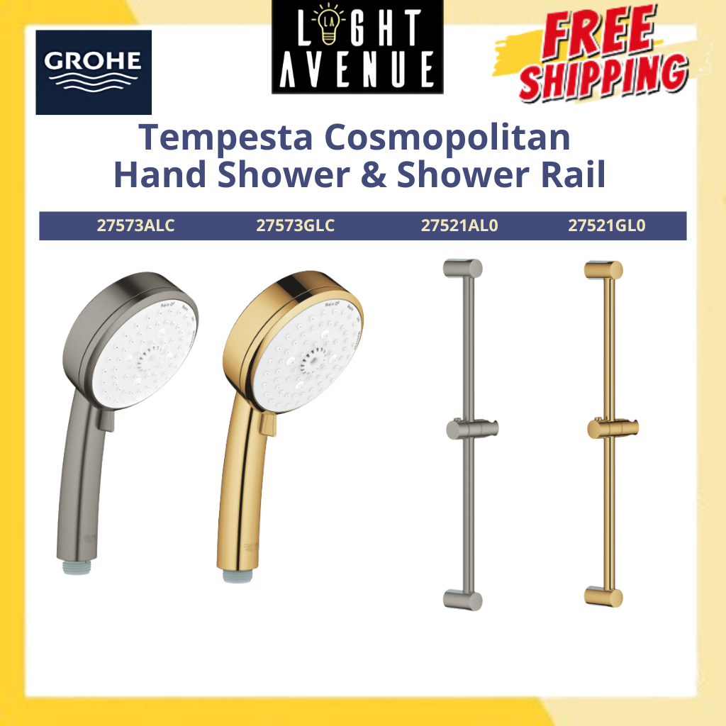 Grohe Tempesta Cosmopolitan Hand Shower 4 Spray Patterns & Shower Rail ...