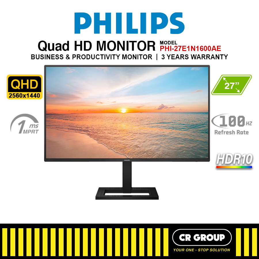 PHILIPS PHI-27E1N1600AE 27-inch QHD 100Hz USB-C IPS Monitor (3 Years Warranty) | Shopee Singapore