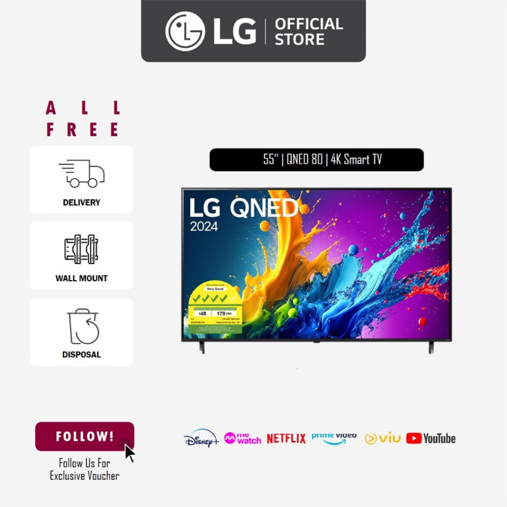LG 55QNED80TSA 55" QNED AI TV QNED80 4K Smart TV | Shopee Singapore