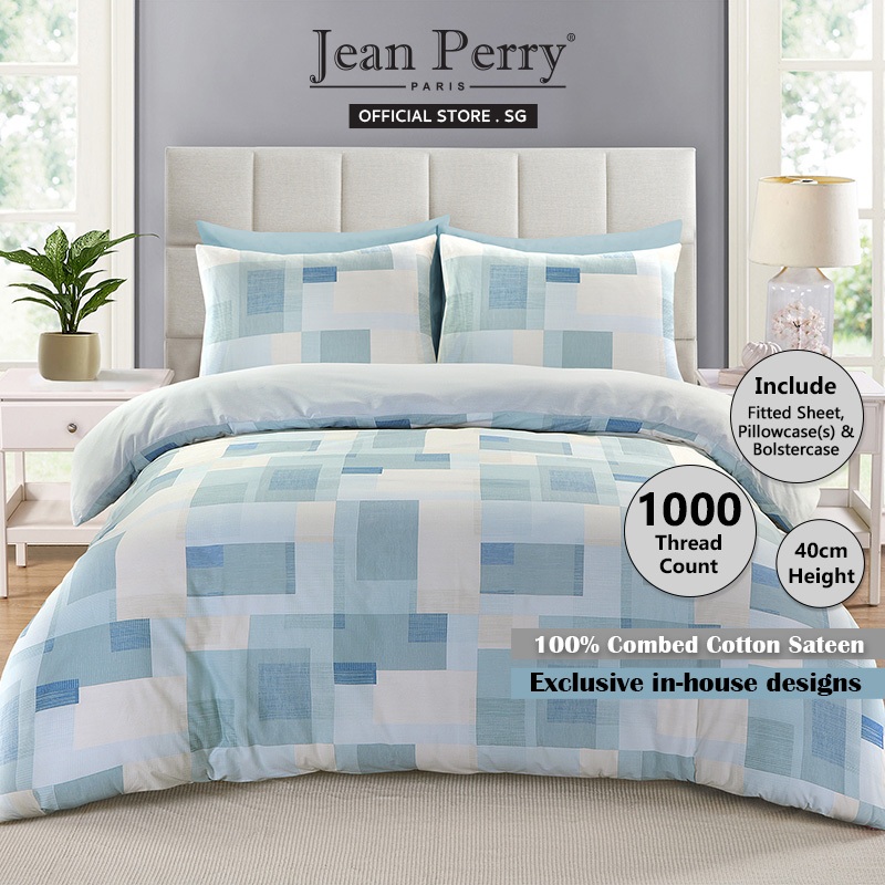 Jean Perry Luxury Hotel 1000TC Cotton Bedsheet Set I Fitted Sheet I ...
