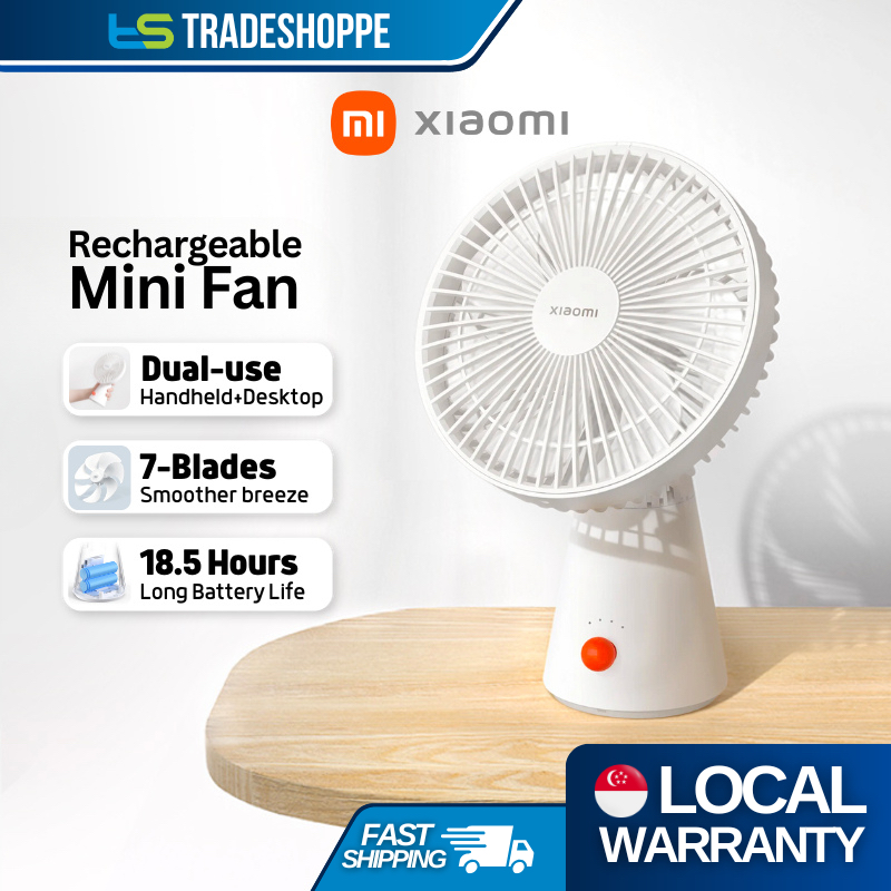 Xiaomi Rechargeable Mini Fan Desktop + Handheld 7 Blades 4000mAh 𝟏𝟖.𝟓 ...
