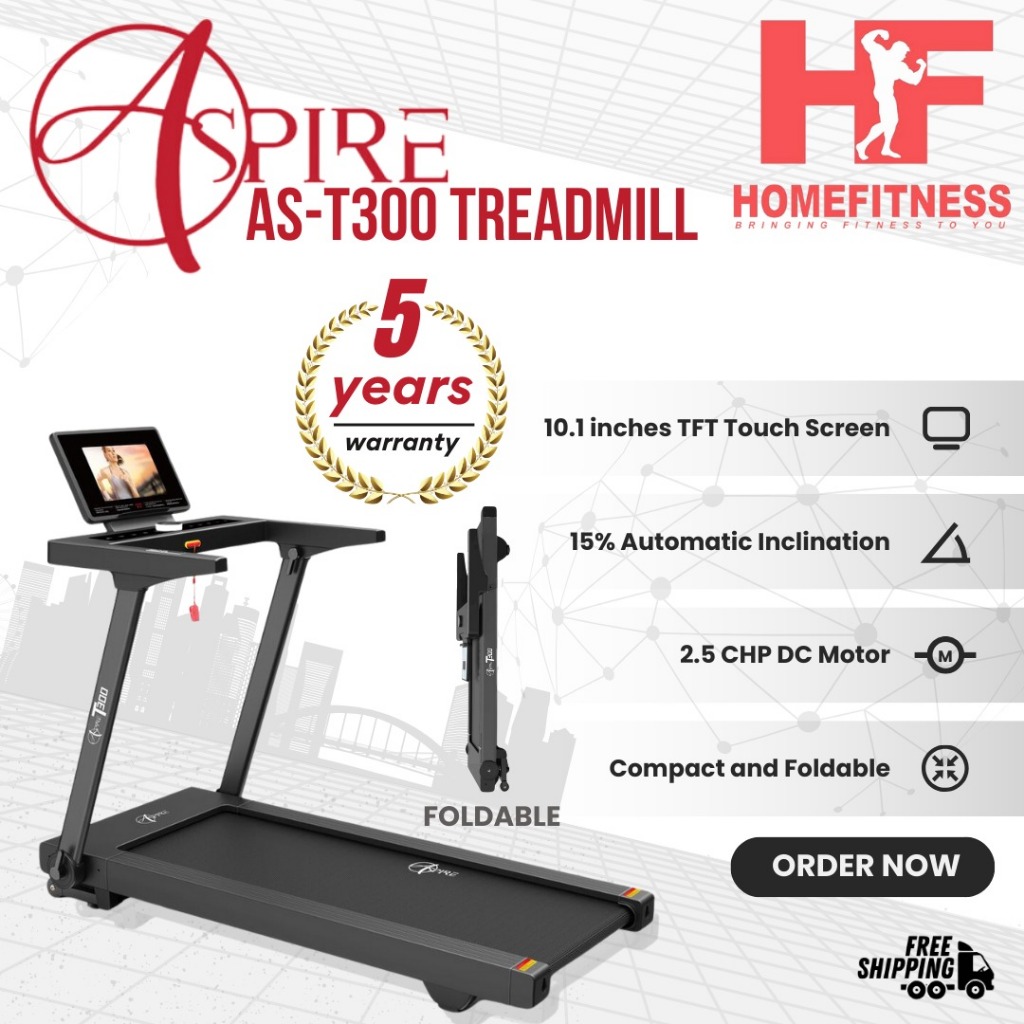 Aspire AS-T300 Treadmill w 5 Years Warranty Touch Screen Console / 2.5 ...