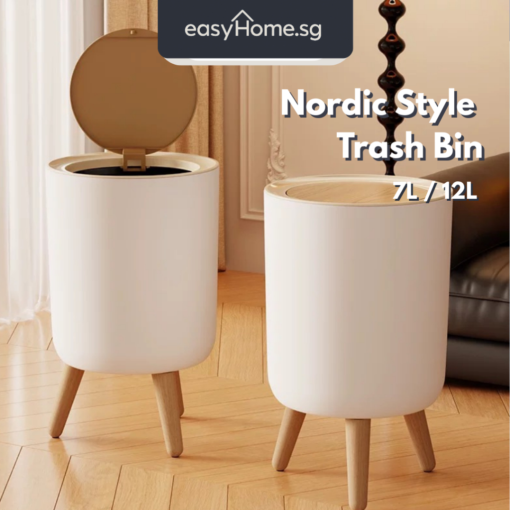 Easyhome.sg 7L /12L Trash bin Nordic Style High Foot Rubbish bin / Waste bin dustbin Trash Bins ...