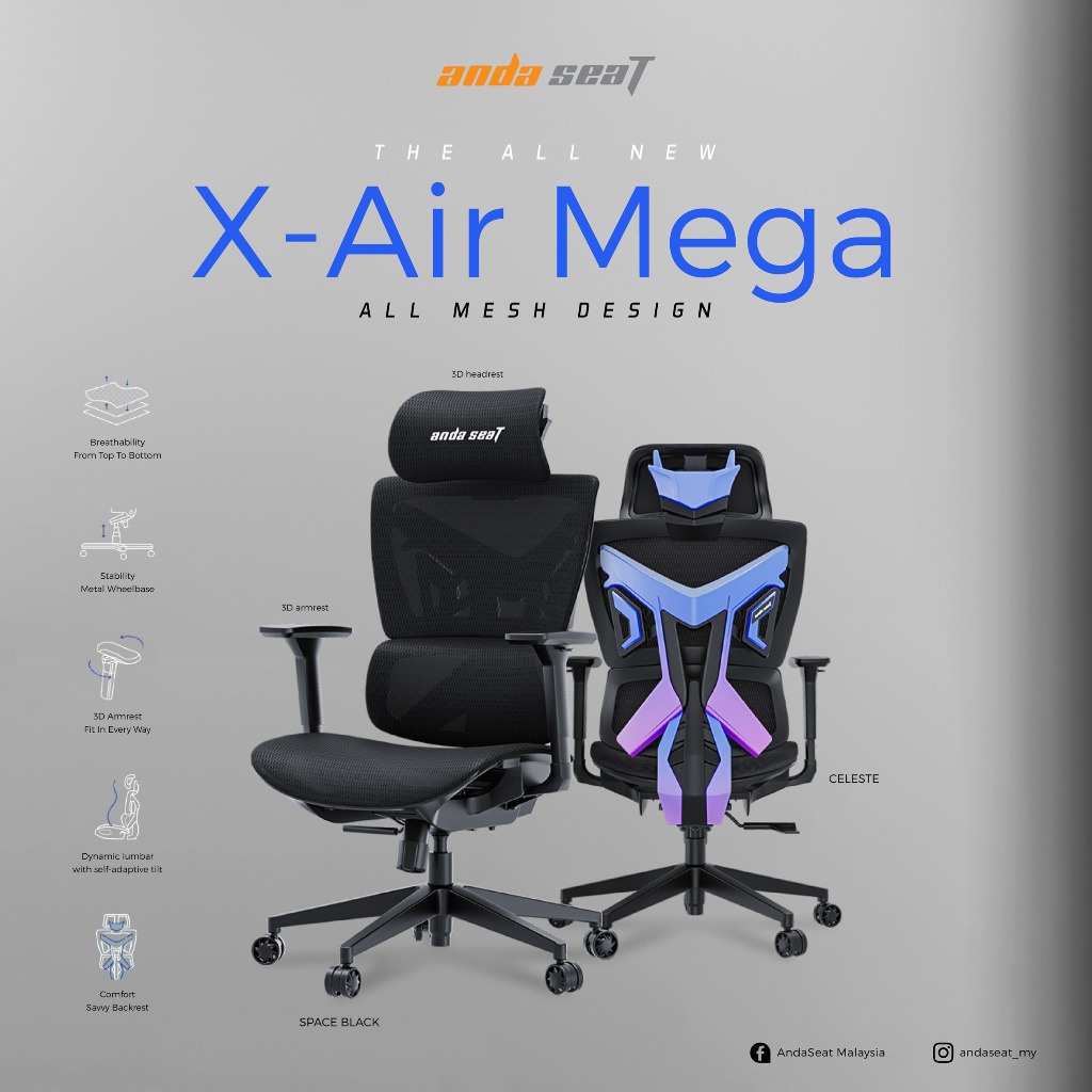 AndaSeat Anda Seat X-Air Mega Ergonomic Mesh Office Gaming Chair ,Height Adjustable Backrest,3D ...