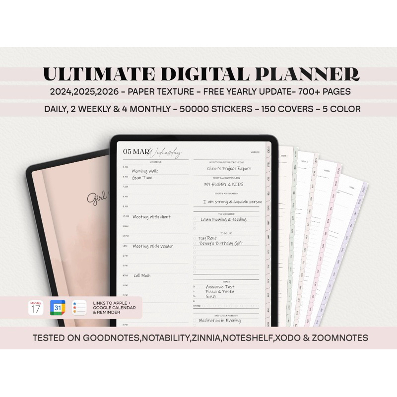 2024, 2025, 2026, Digital Planner, Digital Journal, Daily Planner ...