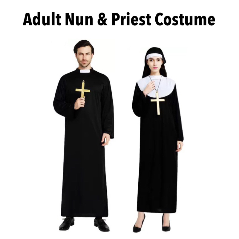 [SG Seller] Adult Priest & Nun Costume Halloween Father Sister Pastor ...