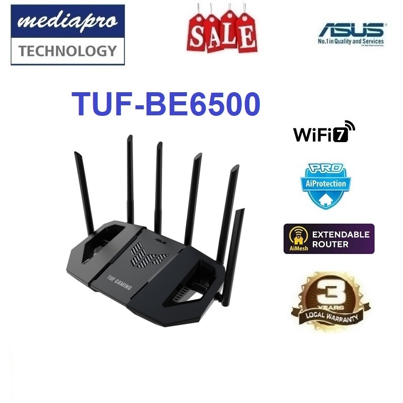 ASUS TUF-BE6500 TUF Gaming BE6500 Dual Band WiFi 7 (802.11be ...
