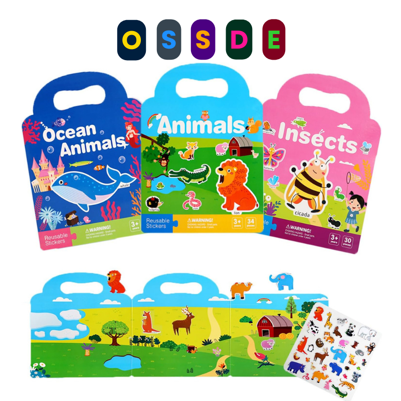 OSSDE Reusable Puffy Sticker Books for Kids Reusable Sticker Pad ...
