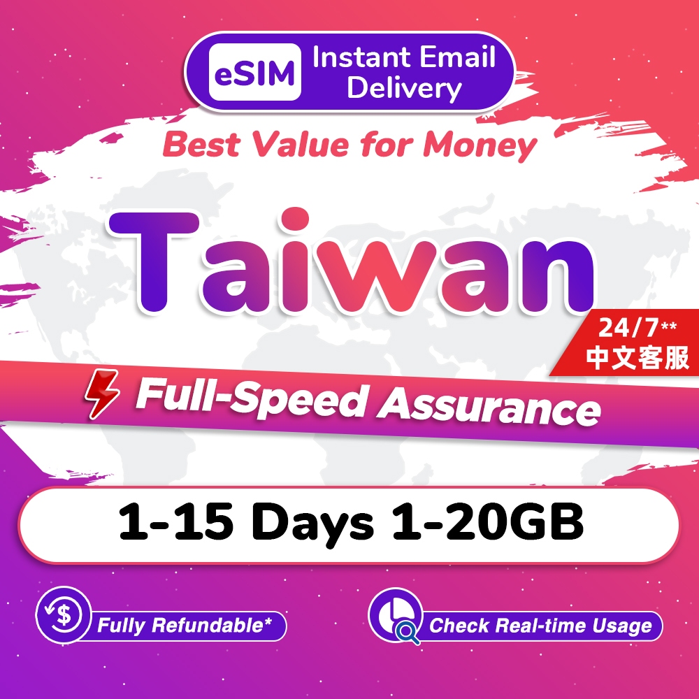 Taiwan eSIM Pro 1-15Days 3-20GB 5G/4G Data | Instant 24h Email Delivery ...