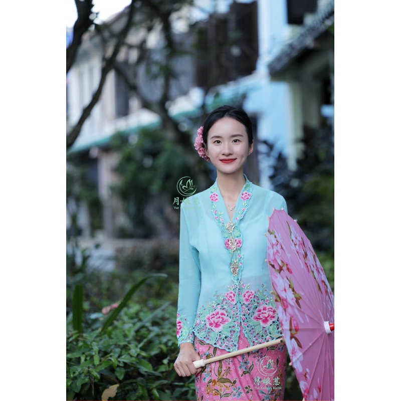 Peranakan Nyonya Kebaya High Quality Light Blue Color-No Buttons(没有纽扣 ...