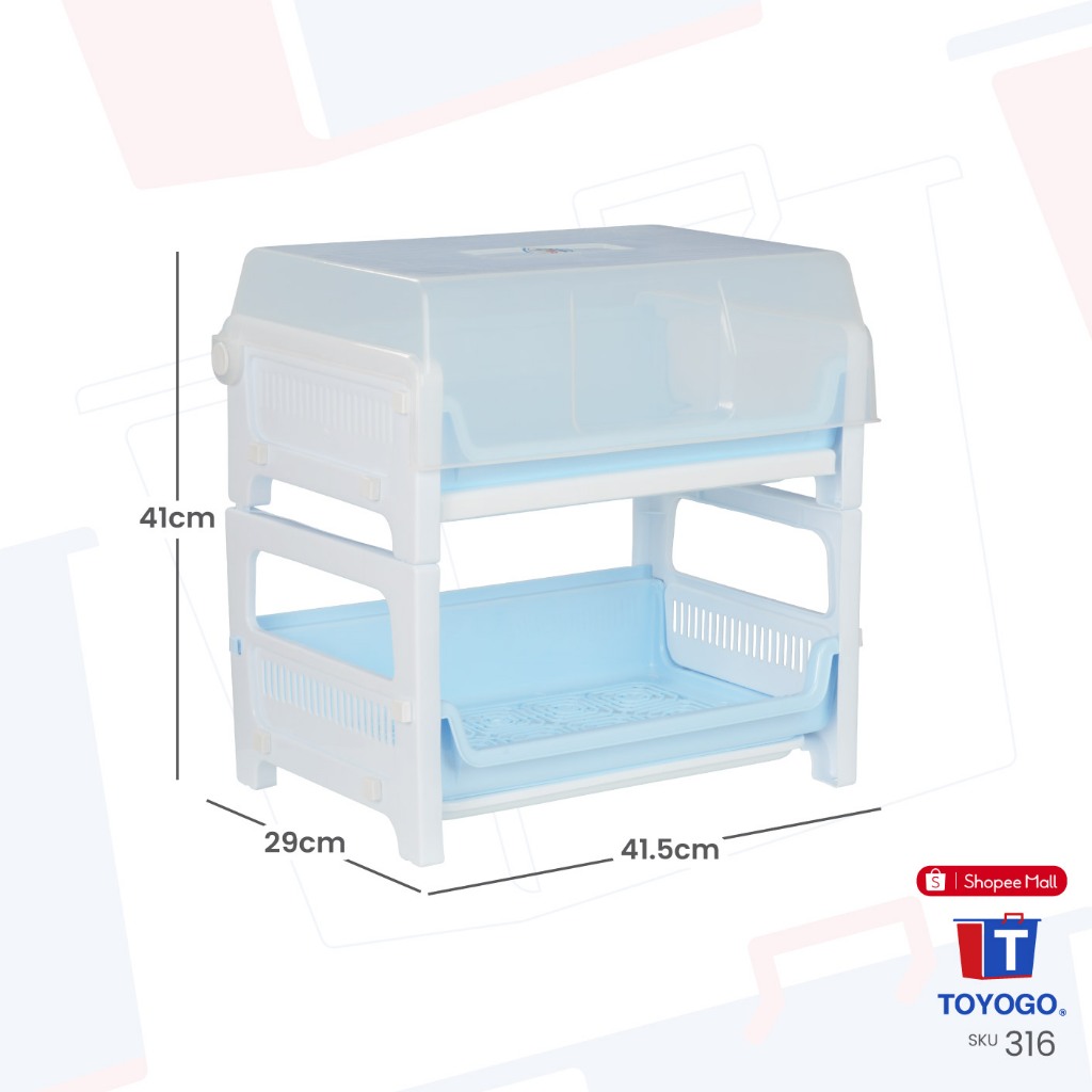 TOYOGO 2-Tier Kitchen Dish Rack – Space-Saving Plastic Organizer (316 ...