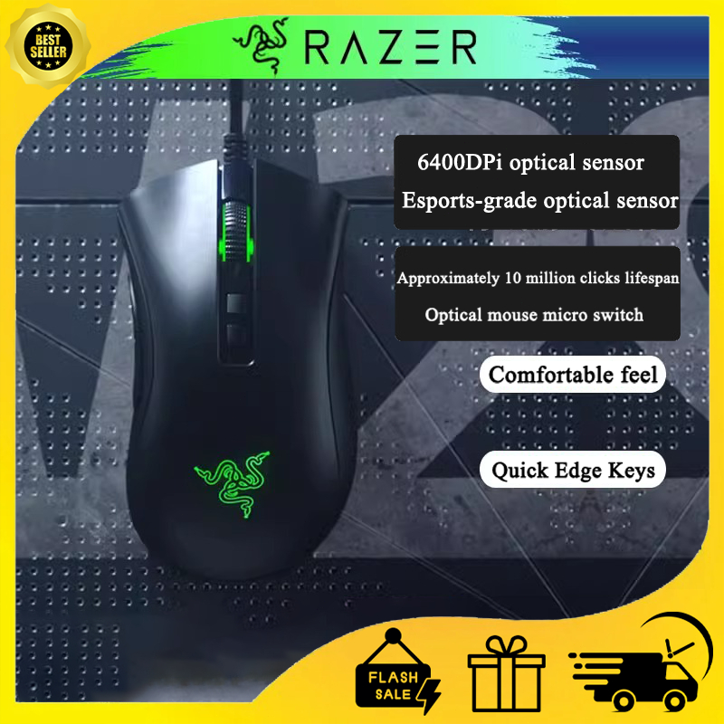 SG【READY STOCK】Upgraded 2025 version - Genuine Razer Deathadder Essential Ergonomic Wired Gaming ...