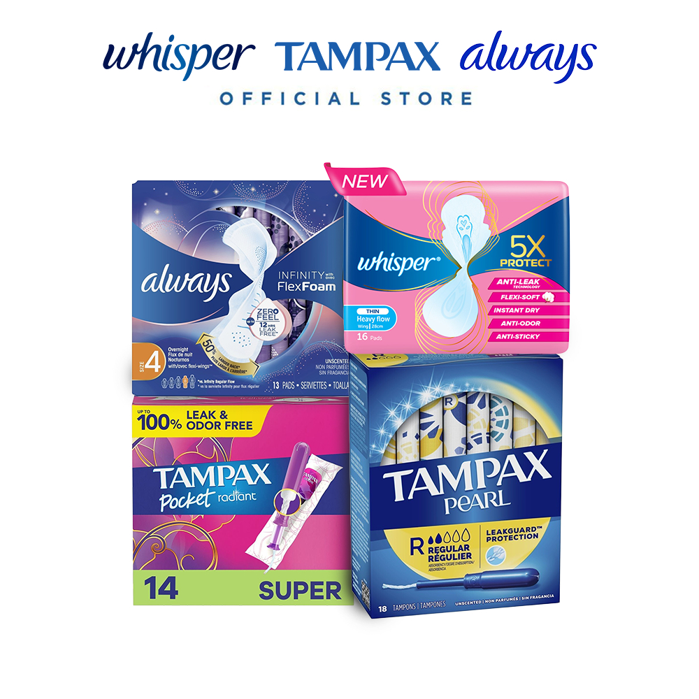 Whisper, Tampax & Always Premium Self Care Trial Bundle (Day + Night ...
