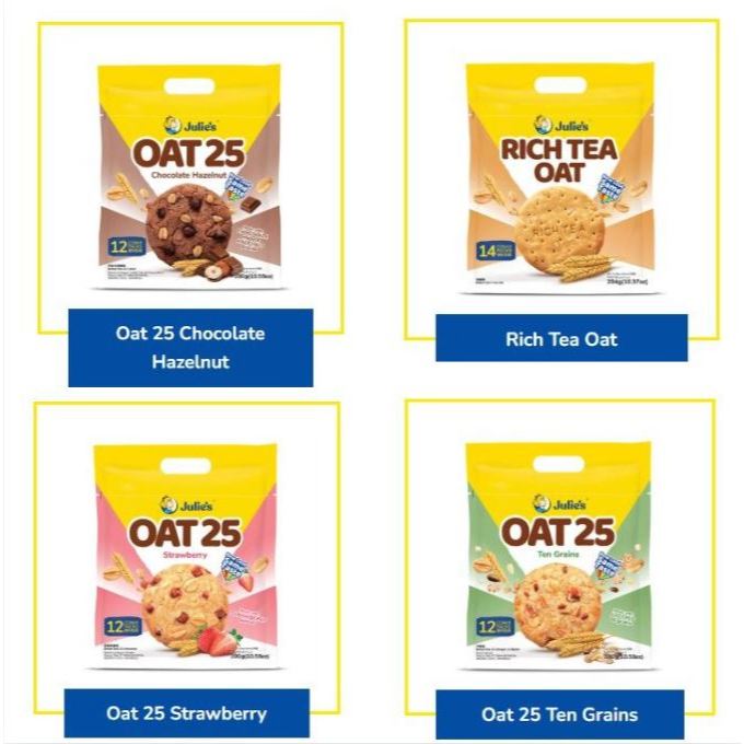 JULIE'S OAT 25 COOKIES - STRAWBERRY / CHOCOLATE / TEN GRAINS / RICH TEA ...