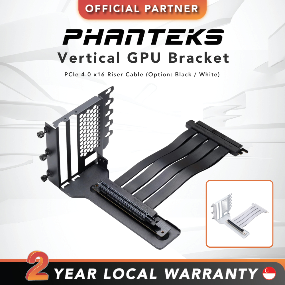 Phanteks Vertical GPU Bracket with PCIe 4.0 x16 Riser Cable (Black ...
