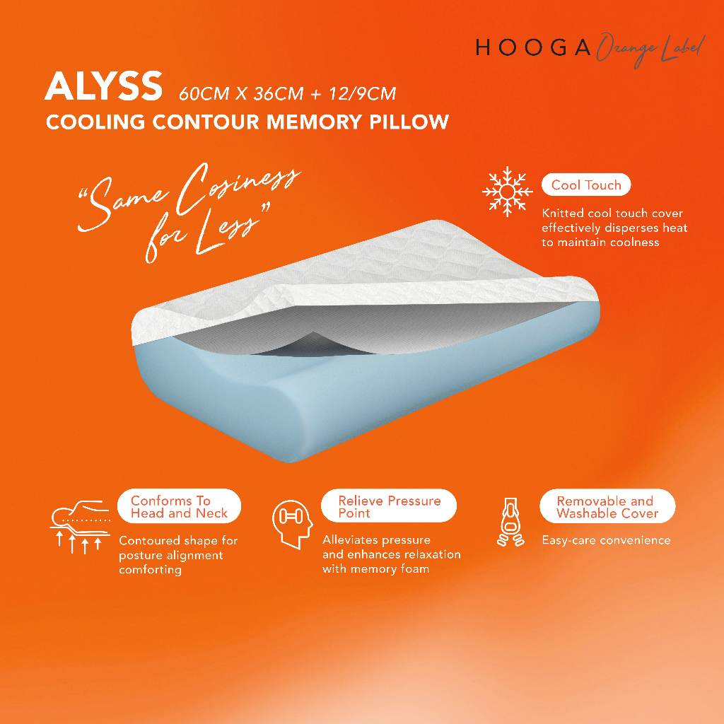 Hooga Orange Label ALYSS Cooling Contour Memory Pillow | Neck Support ...