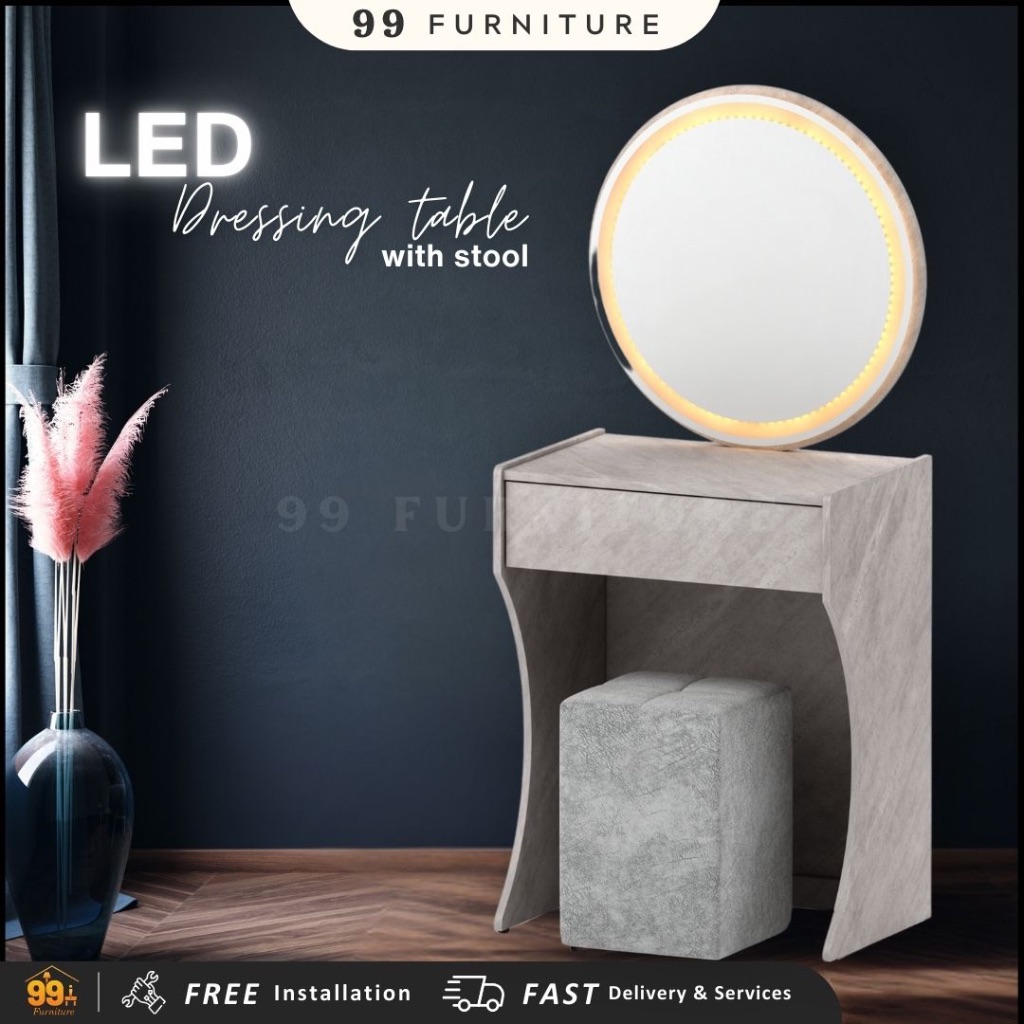 [FREE INSTALL] 99Furniture LED dressing table with stool/ Cosmetic ...