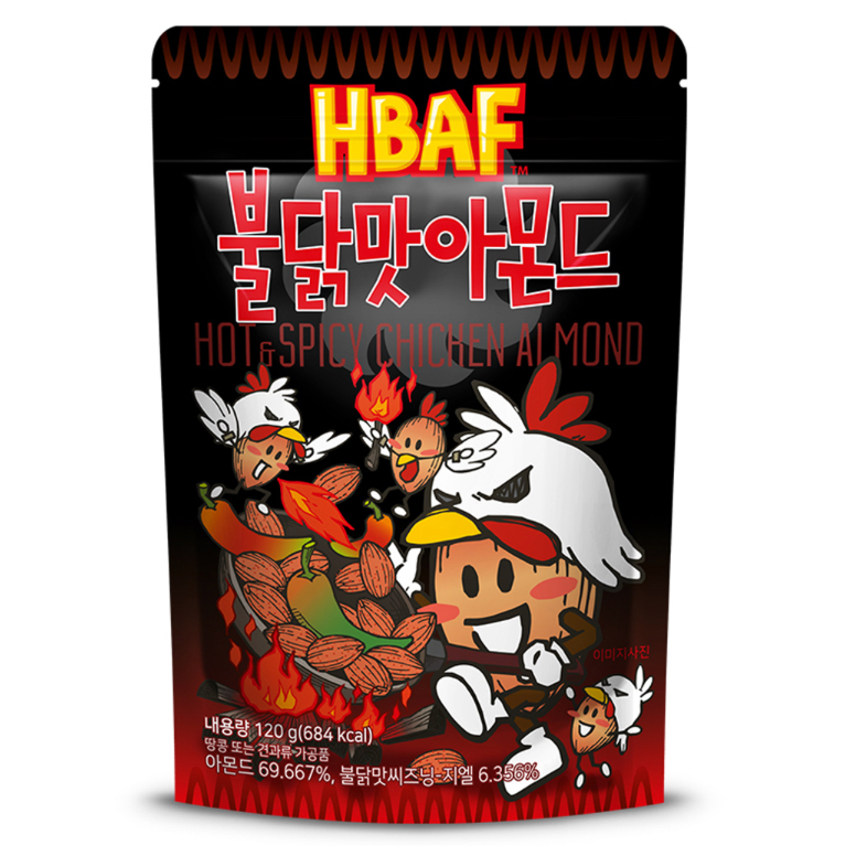 Korea HBAF Buldak Hot&spicy chicken Flavored Seasoning Almond, 120g | Shopee Singapore