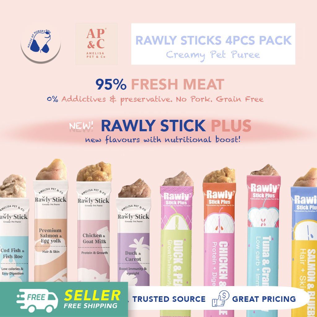 [4/Pack] Amelisa Pet & Co Rawly Stick Puree Treat - Wet treat for Cats ...