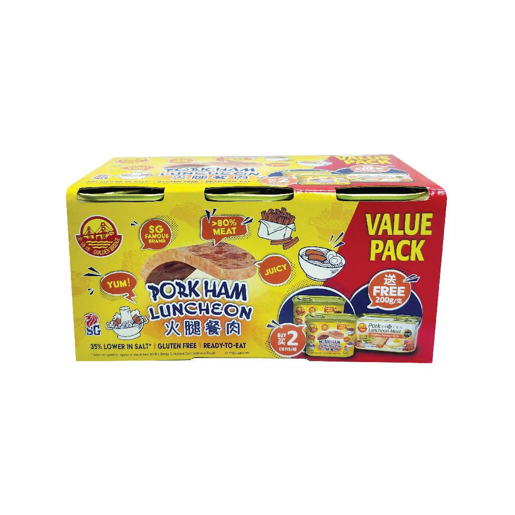 [CNY Value Pack] Golden Bridge Pork Ham Luncheon 340g x2 + Free GB Pork ...