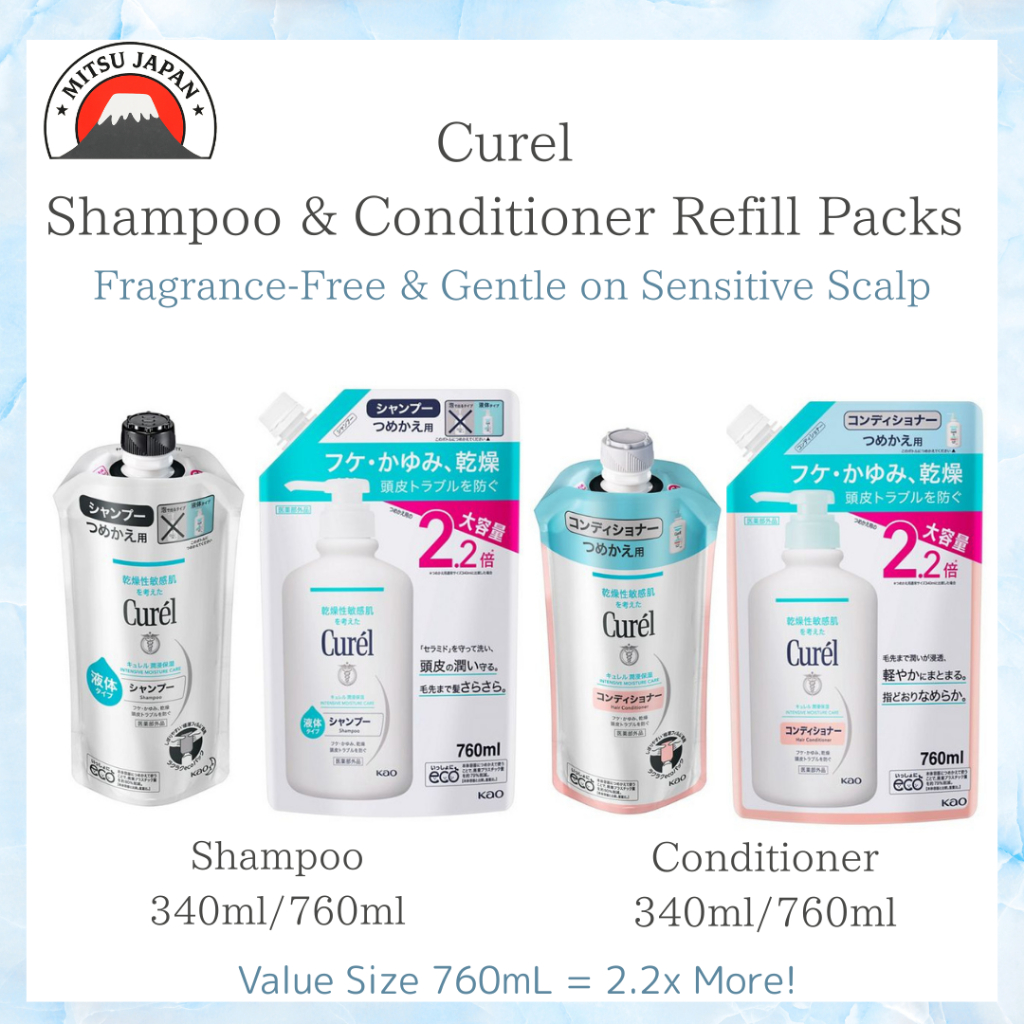 kao Curel Refill Shampoo & Conditioner｜For Dry & Sensitive Scalp｜340mL ...