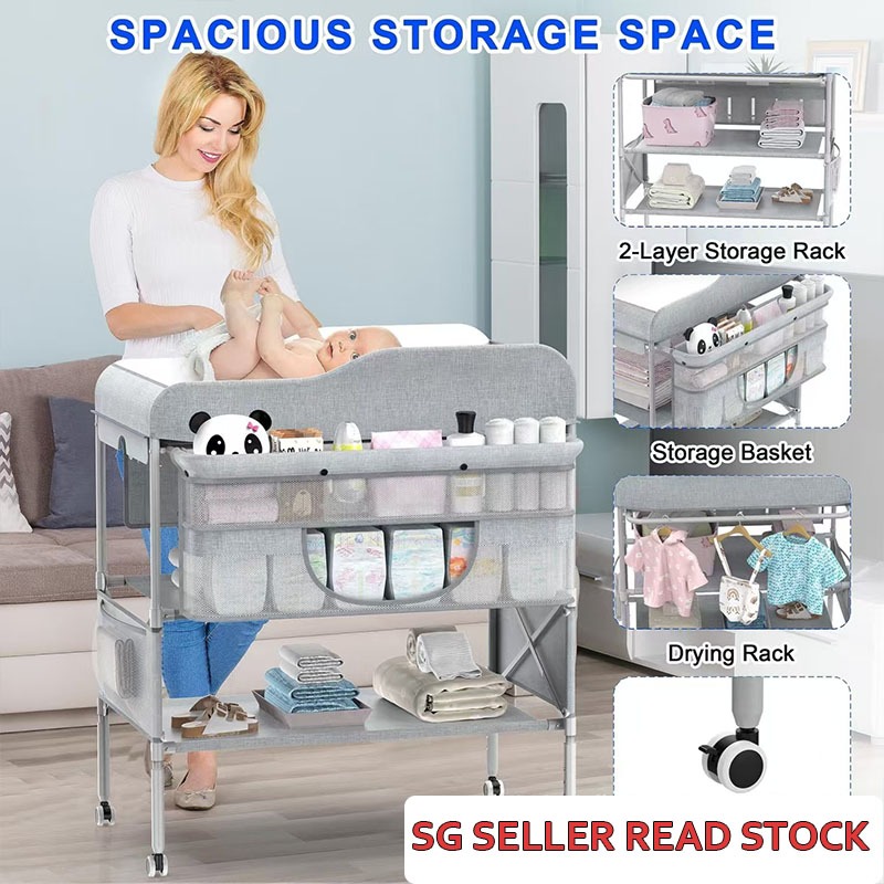 [SG SELLER] Multifunctional Diaper Changing Table Foldable Strong Load ...