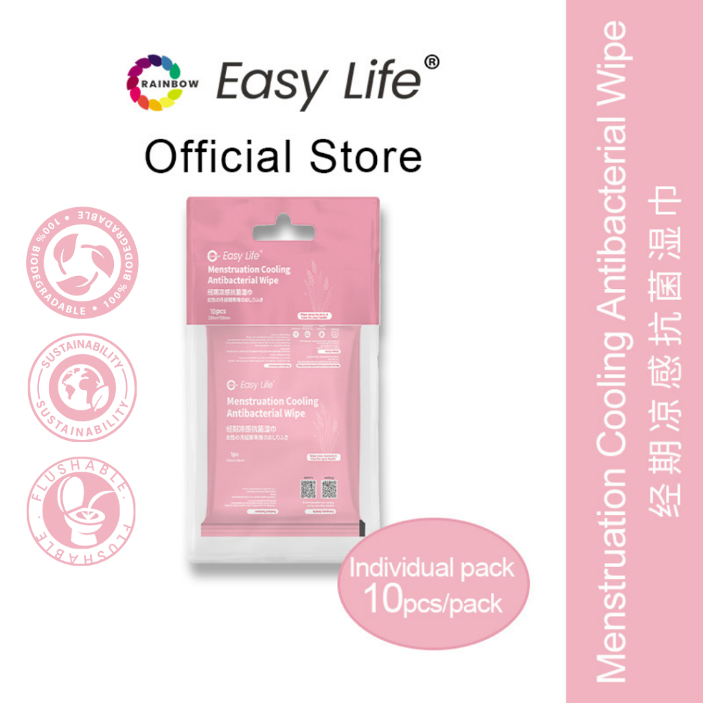Rainbow -Easy Life Menstruation Cooling Antibacterial Wipe 10s ...