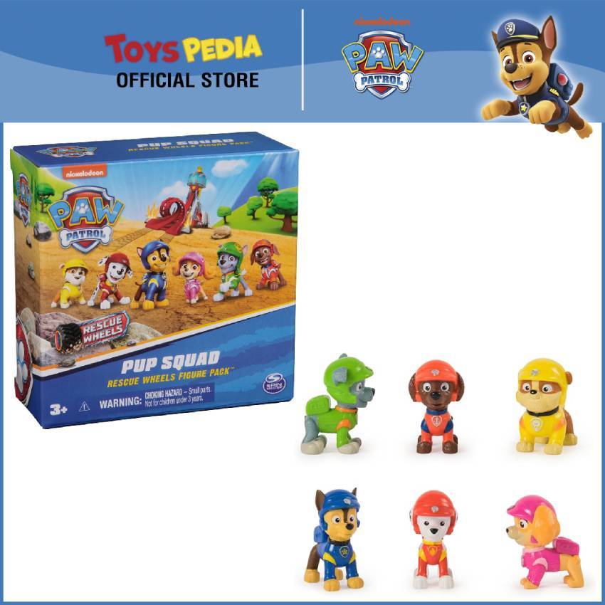 PAW Patrol: Rescue Wheels, 6-Piece Pup Squad Action Figure Gift Set ...