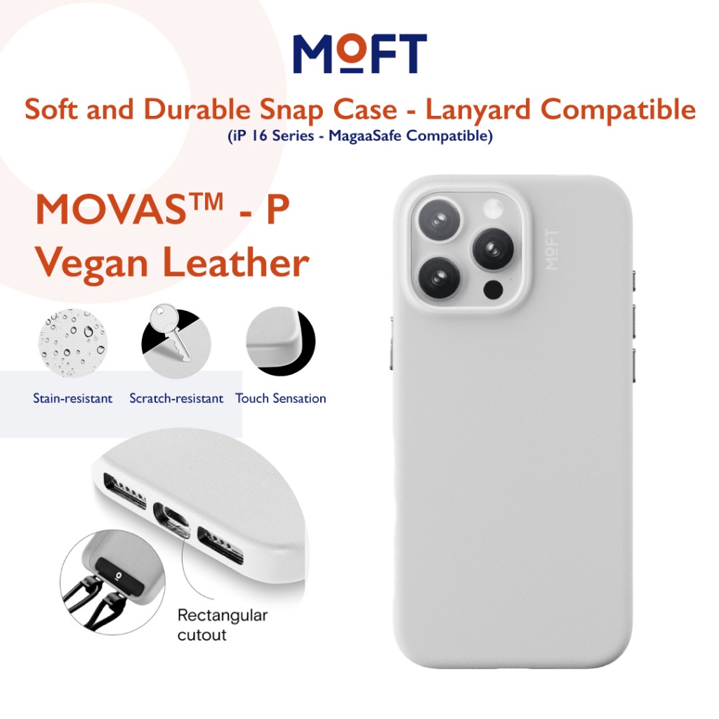 MOFT Snap Case MOVAS™ Leather for iP 16 / 16 Plus / 16 Pro / 16 Pro Max - Magnetic Compatible ...