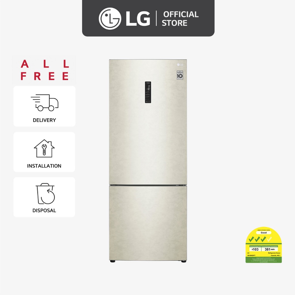 LG Bottom Freezer Refrigerator GB-B4624SE 462L | Smart Inverter ...